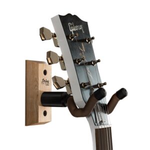 string swing guitar wall mount, guitar hanger, wall guitar mount, guitar holder hook for wall, fits all size guitars, acoustic, electric, bass, ash hardwood - made in usa