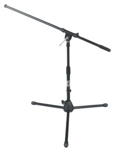 on-stage ms7411b short drum/amp tripod microphone stand with boom, black