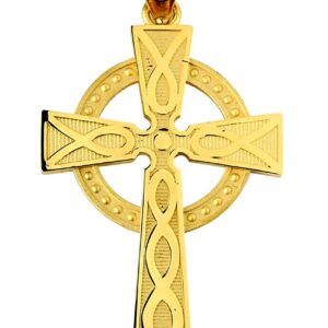 14K Yellow Gold Celtic Cross Charm Pendant