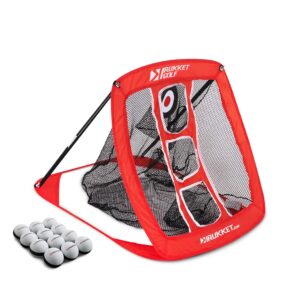 rukket pop up golf chipping net | outdoor / indoor golfing target accessories and backyard practice swing game | includes 12 foam practice balls