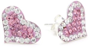 betsey johnson pink pave heart stud earrings