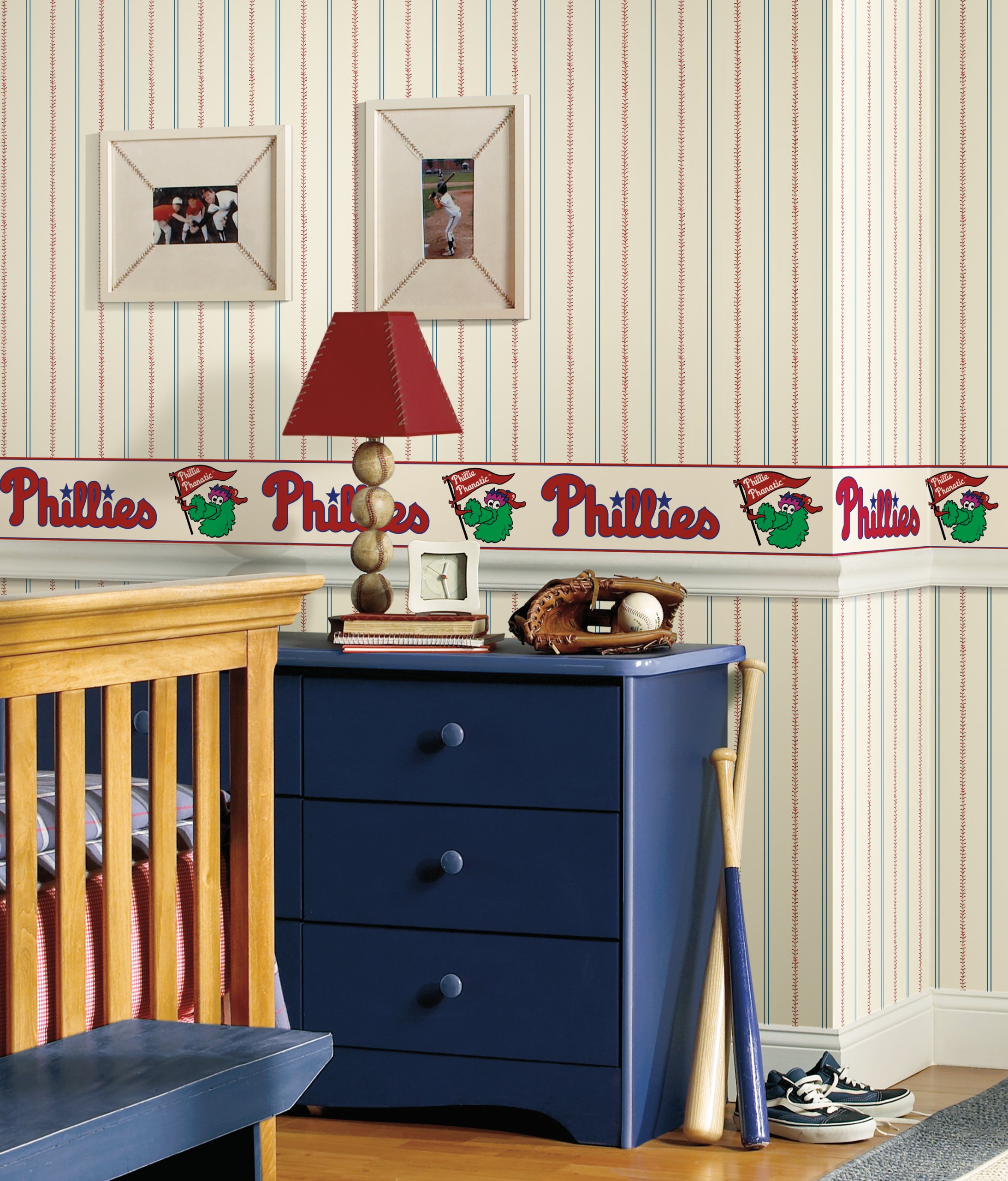 RoomMates York Wallcoverings ZB3393BD Tampa Bay Rays Prepasted Border, Deep Marine Navy/Bright White