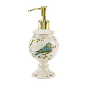 avanti linens - soap dispenser & lotion pump, nature inspired bathroom accessories, ivory (gilded birds collection)