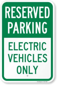 smartsign 18 x 12 inch “reserved parking - electric vehicles only” metal sign, 63 mil aluminum, green and white