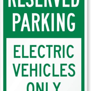 SmartSign 18 x 12 inch “Reserved Parking - Electric Vehicles Only” Metal Sign, 63 mil Aluminum, Green and White