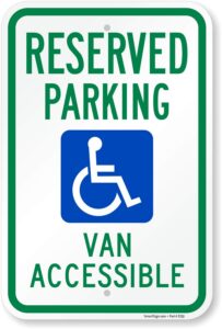 smartsign "reserved parking - van accessible" handicap parking sign | 12" x 18" aluminum