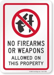 smartsign "no firearms or weapons allowed on this property" label | 5" x 7" laminated vinyl