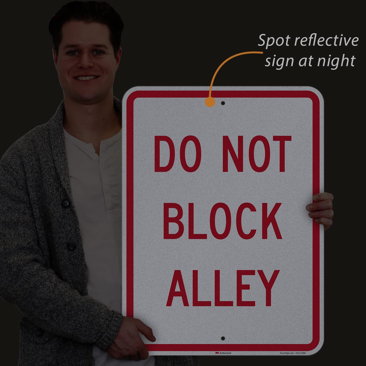 SmartSign 24 x 18 inch “Do Not Block Alley” Metal Sign, 80 mil Aluminum, 3M Laminated Engineer Grade Reflective Material, Red and White