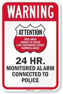 smartsign - k-8369-hi-12x18 attention - 24 hr. monitored alarm connected to police sign by | 12" x 18" 3m high intensity grade reflective aluminum 3m hi intensity grade reflective aluminum