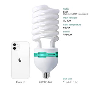 LimoStudio [1 Pack] 85W 6500K E26 CFL, Compact Fluorescent Light Bulb for Photo Studio, Pure White Day Lighting, AGG879