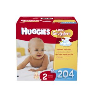 huggies little snugglers diapers economy plus, size 2, 204 count