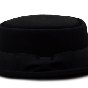 NYFASHION101 Mens Crushable Wool Felt Porkpie Hat w/Feather HE09 Bk-S/M Black