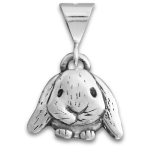 the magic zoo sterling silver lop eared bunny pendant for women– lop bunny gifts for women – handcrafted lop rabbit jewelry for women