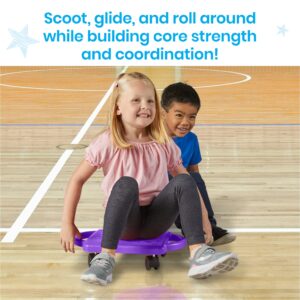 hand2mind Purple Indoor Scooter Board with Handles, Floor Scooter, Sit Down Scooter, Gym Activities for Kids, Indoor Recess Games, Sport Scooters, Physical Education Equipment, Gross Motor Toys