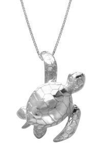 honolulu jewelry company sterling silver turtle honu ocean sea life necklace pendant with 18" box chain