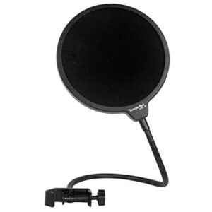 dragonpad usa 6" microphone studio pop filter with clamp (black)