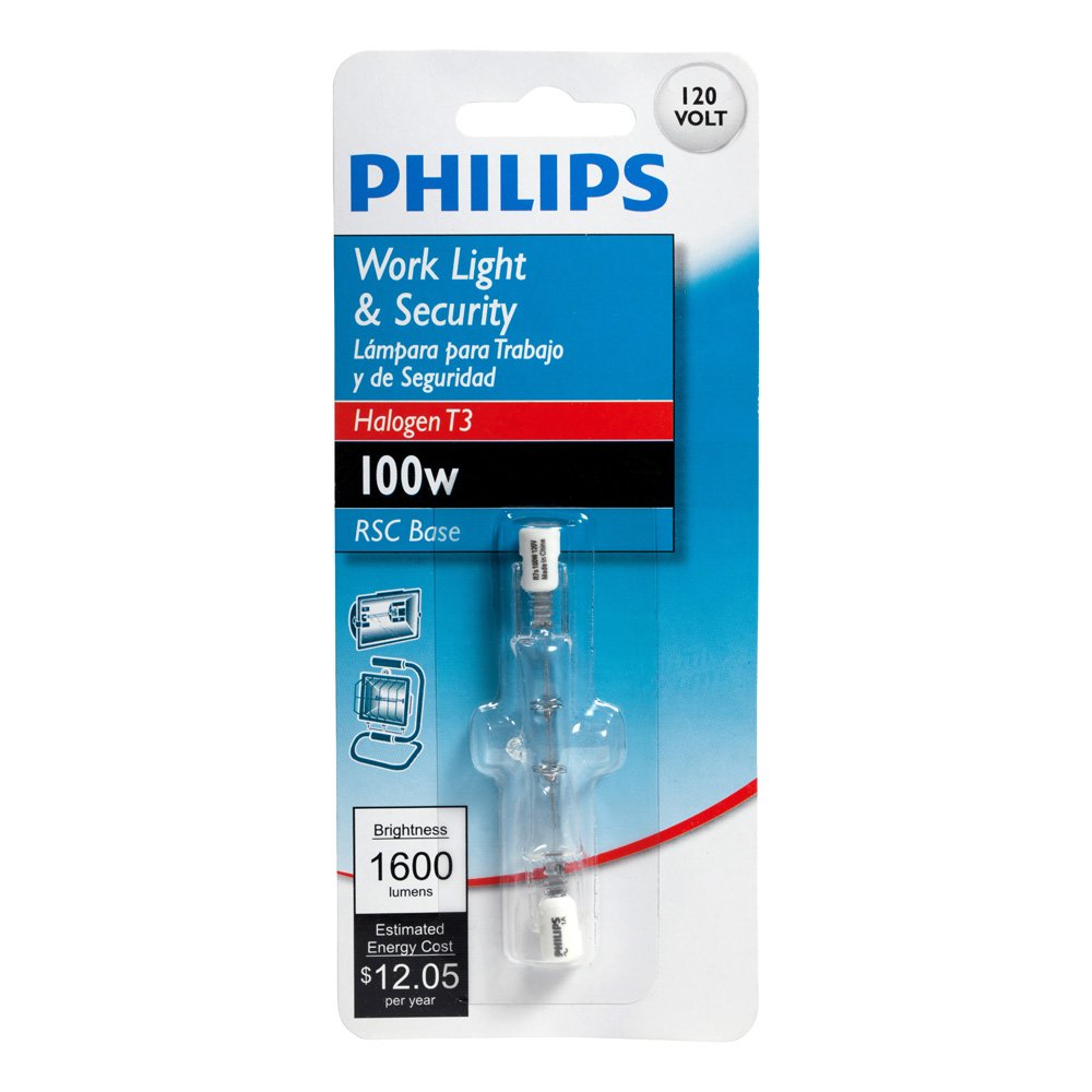 Philips 415604 Work and Security 100-Watt 3.1-Inch T3 RSC, Double Ended Base Light Bulb