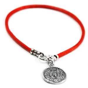 prosperity & success charm bracelet - sterling silver coin amulet on red silk string - women's 7" protection bracelet - personal gift for women, mom, wife