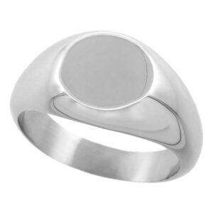 surgical stainless steel small signet ring for women solid back flawless finish 3/8 inch round, size 9