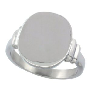 surgical stainless steel medium signet ring solid back flawless finish 3/8 inch, size 10