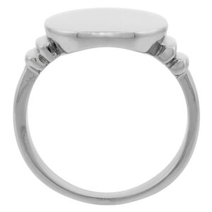 Surgical Stainless Steel Medium Signet Ring Solid Back Flawless Finish 3/8 inch, size 10