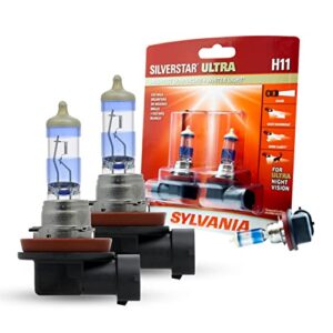 sylvania - h11 silverstar ultra - high performance halogen headlight bulb, white, 2 pack