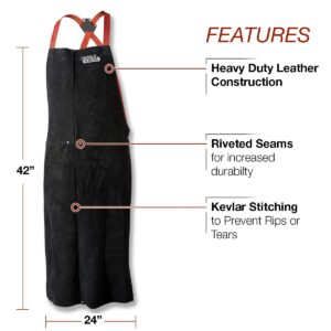 Lincoln Electric Leather Welding Apron | 42" Length | Adjustable Fit | Black |K3110-ALL