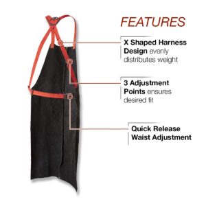 Lincoln Electric Leather Welding Apron | 42" Length | Adjustable Fit | Black |K3110-ALL