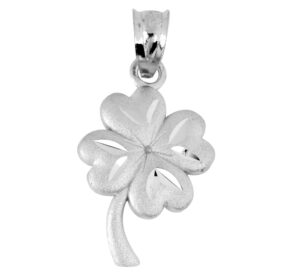 good luck charms 10k white gold celtic 4-leaf clover pendant