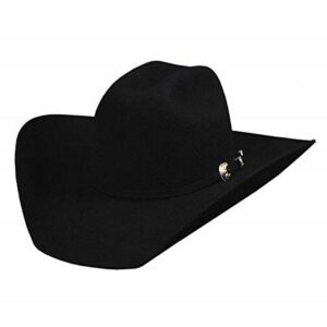 bullhide felt collection kingman 4x premium wool western cowboy hat, 4" brim, black, 7 3/8