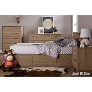 South Shore Fynn Mates Bed with 3 Drawers, Twin, Gray Oak