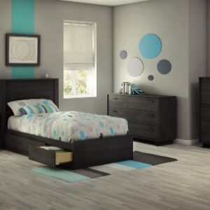 South Shore Fynn Mates Bed with 3 Drawers, Twin, Gray Oak