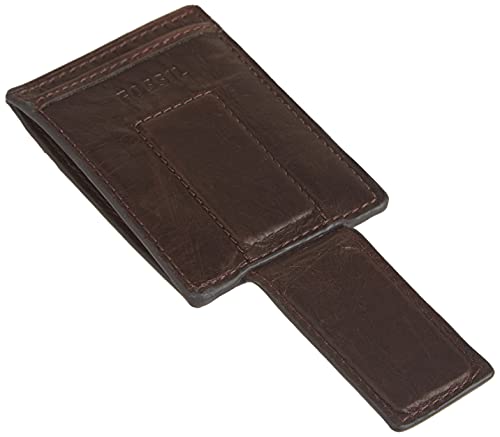 Fossil Men's Ingram Leather Magnetic Card Case with Money Clip Wallet, Brown, (Model: ML3235200)