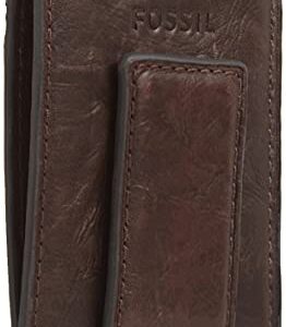 Fossil Men's Ingram Leather Magnetic Card Case with Money Clip Wallet, Brown, (Model: ML3235200)