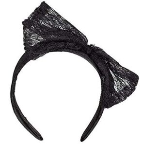 black lace headband with bow (1 pc), accessory for cosplay, themed parties & more