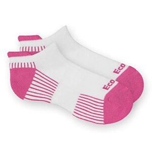 ecosox viscose from bamboo active running & sport tab socks for men & women | super soft. keep your feet dry & blister-free. fights fatigue (medium - white with pink)