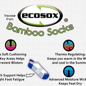 Ecosox Viscose from Bamboo Active Running & Sport Tab Socks for Men & Women | Super Soft. Keep Your Feet Dry & Blister-Free. Fights Fatigue (Medium - White with Pink)