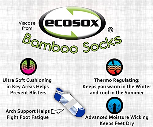 Ecosox Viscose from Bamboo Active Running & Sport Tab Socks for Men & Women | Super Soft. Keep Your Feet Dry & Blister-Free. Fights Fatigue (Medium - White with Pink)