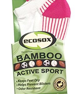 Ecosox Viscose from Bamboo Active Running & Sport Tab Socks for Men & Women | Super Soft. Keep Your Feet Dry & Blister-Free. Fights Fatigue (Medium - White with Pink)