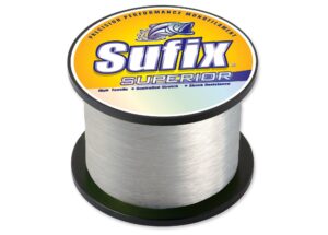 sufix superior 1/4-pound spool size fishing line (clear, 6-pound)