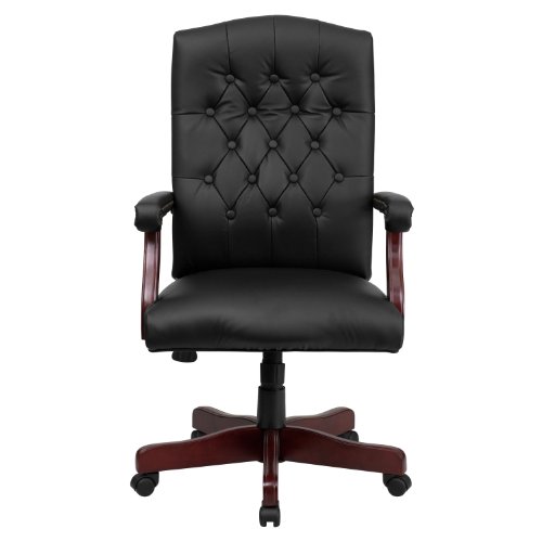 Flash Furniture Martha Washington Black LeatherSoft Executive Swivel Office Chair with Arms