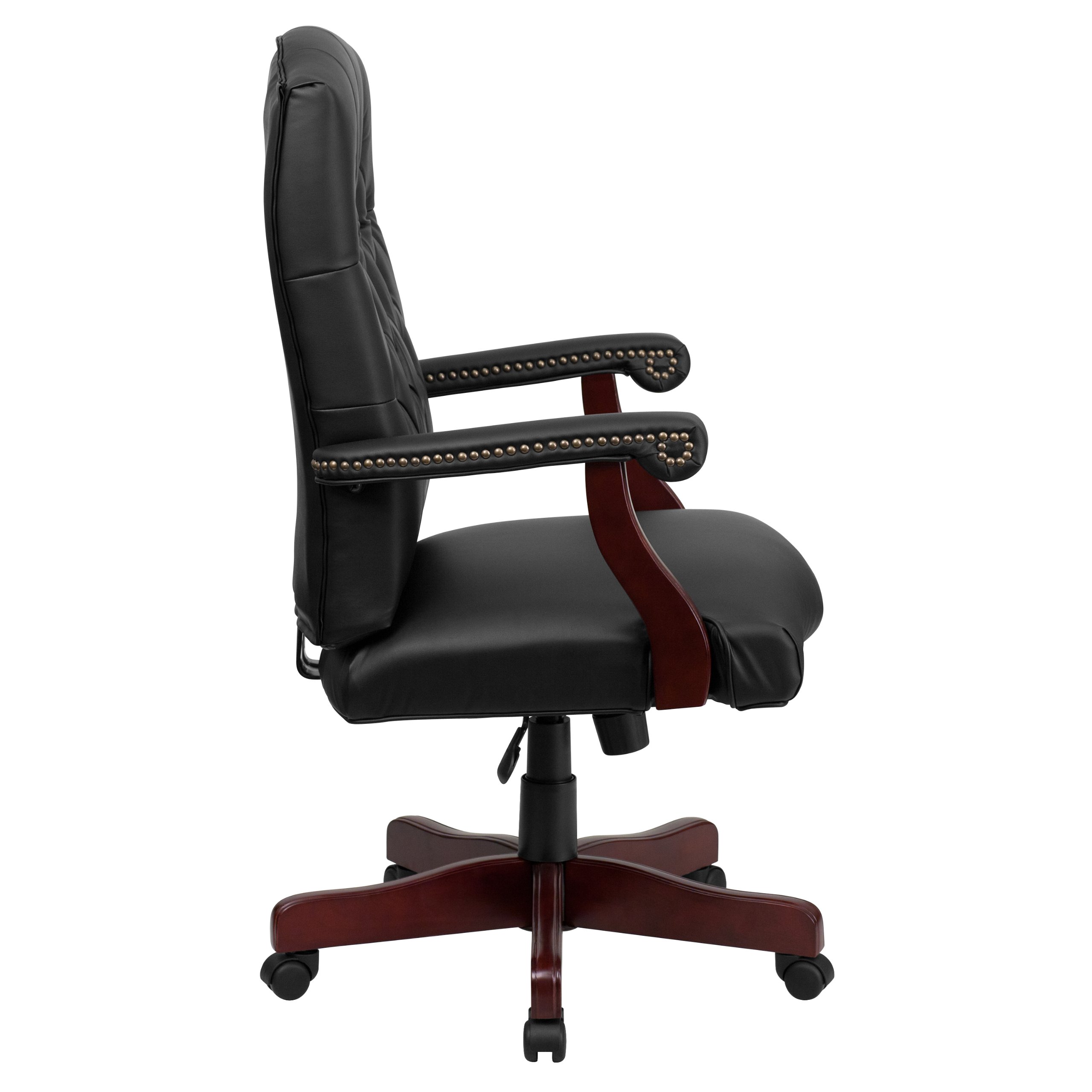 Flash Furniture Martha Washington Black LeatherSoft Executive Swivel Office Chair with Arms