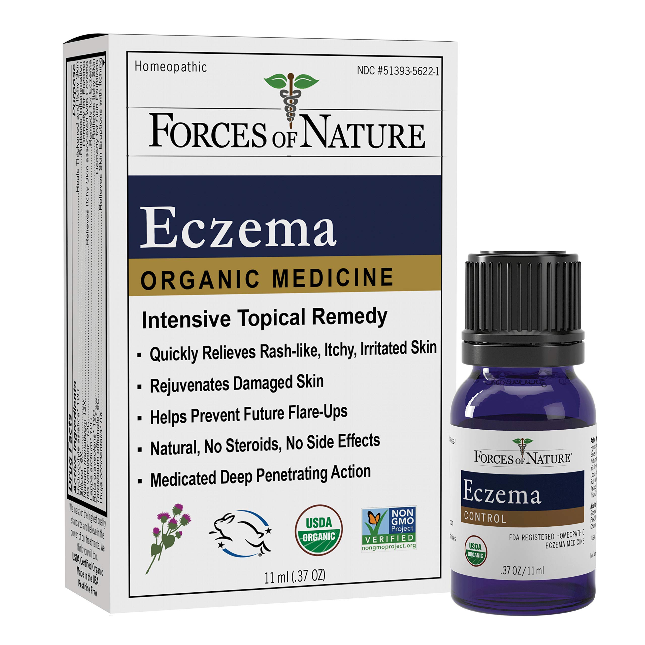 Forces of Nature Eczema Control, Organic Homeopathic Medicine, 0.37 Fl Oz, Soothing Eczema Treatment, Multi Symptom Relief from Dry, Itchy, Irritated Skin & Flare-Ups, Steroid-Free Skin Care