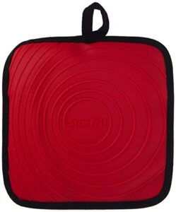 starfrit 8" silicone/cotton pot holder/trivet, red