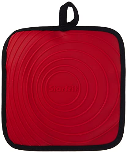 Starfrit 8" Silicone/Cotton Pot Holder/Trivet, Red