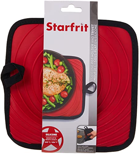 Starfrit 8" Silicone/Cotton Pot Holder/Trivet, Red