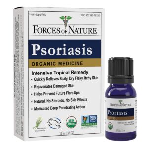 forces of nature psoraisis treatment, organic homeopathic medicine, 0.37 fl oz, psoraisis control for scalp & skin care, multi symptom relief from flaky, itchy, dry skin & flare-ups, steroid free