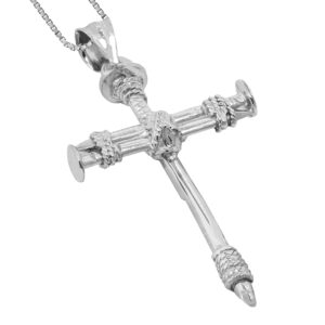 honolulu jewelry company sterling silver rope & nail cross necklace pendant with 18" box chain