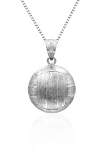 honolulu jewelry company sterling silver 3-d volleyball necklace pendant with 18" box chain