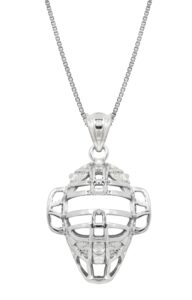 honolulu jewelry company sterling silver baseball catcher mask sports necklace pendant with 18" box chain